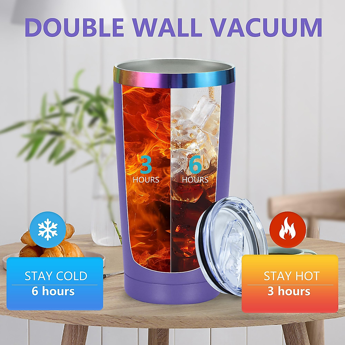 Icesip 20oz Tumbler with Lid And Straw,Stainless Steel Vacuum Insulated Mug,Double Wall Vacuum Insulated Coffee Cups for Cold & Hot Drinks,Insulation Travel Tumblers Cups