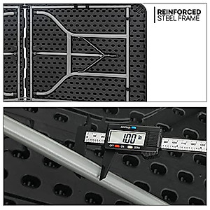 MoNiBloom 6Ft Heavy Duty Plastic Folding Table, Indoor Outdoor Portable Picnic Camp Desk w/Handle and Lock for Camping, Dining, Party, Black