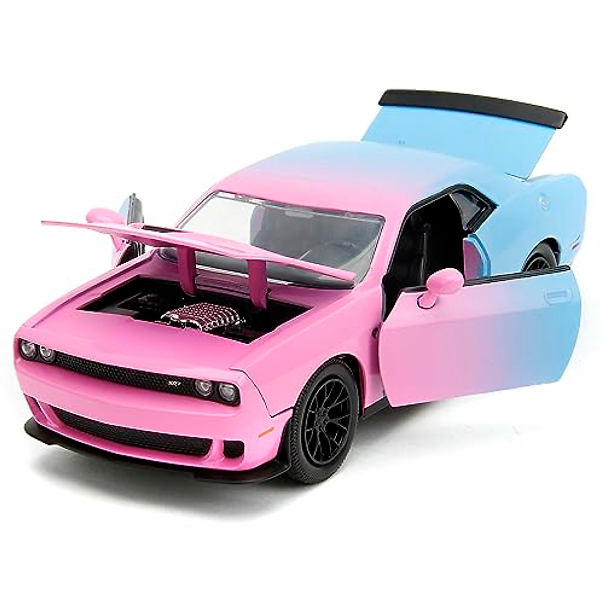 2015 Challenger SRT Hellcat Pink and Blue Pink Slips Series 1/24 Diecast Model Car by Jada 34658