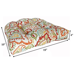 RULU Set of 3 1 Settee (44"x19"x5") & 2 Pieces of Wicker Seats (19"x19"x4") Malitta Papaya Outdoor/Indoor Cushions Set, Multi