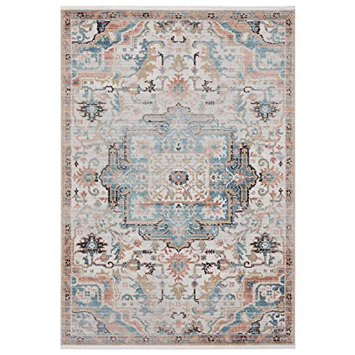 Abani Azure Collection Faded Beige & Blue 6'x9' Persian Area Rug - Vintage Style Accent Rug Rugs