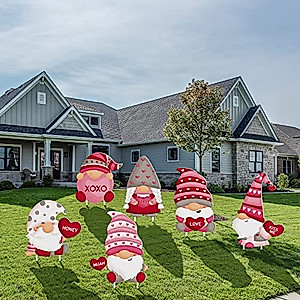 6 Pieces Valentine's Day Yard Signs Valentine Gnomes Lawn Decorations Gnomes Outdoor Love Signs Stakes for Garden Yard Wedding Anniversary Decor