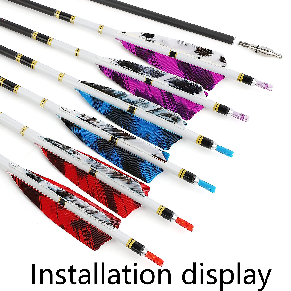 AMEYXGS 4 Inch Arrow Feather Fletching Turkey Feather Natural Arrow Vanes Shield Right Wings Vanes for DIY Arrows Accessories 50Pcs (White)