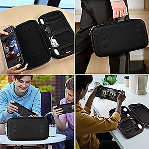 ivoler Carrying Case Designed for Steam Deck, Protective Hard Shell Carry Case Built-in AC Adapter Charger Storage, Portable Travel Carrying Case Pouch for Steam Deck Console & Accessories