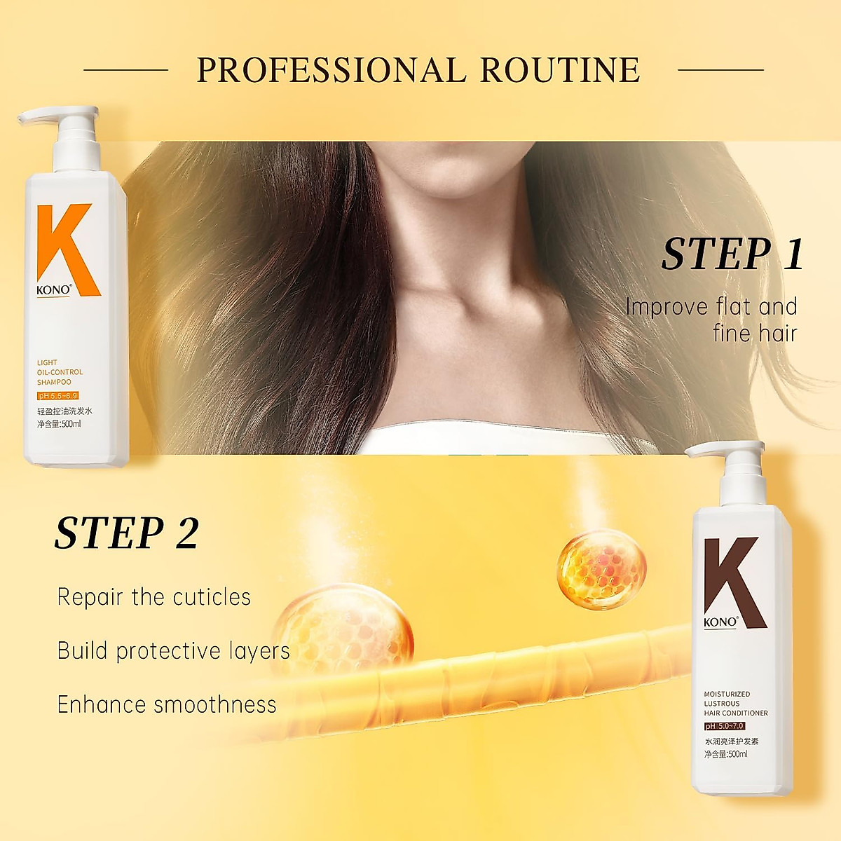 KONO Volume Lift Shampoo for Fine, Flat & Greasy Hair | Classic Series | Clarifying & Cleansing Formula | Anti-Dandruff Treatment | Scalp Care with Niacinamide & Trehalose