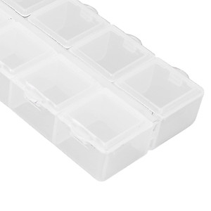 Compartment Storage Container, Detachable Cover Portable Safe 10 Grids Organizer Box Plastic White for Earrings for Nails Tool for Rhinestone