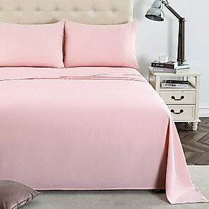 Lanest Housing Full Size Sheets,2400 Thread Count Soft Deep Pocket Microfiber Sheets, 4 Pieces Pink Bedding Sheets & Pillowcases
