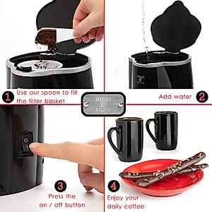 Moss & Stone Mini Drip Coffee Maker with Mug (5 oz Mugs), Small Coffee Pot With 2 Coffee Cups, Mini Coffee Maker (2 Drip & 2 Mug)