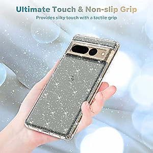 Lamcase Google Pixel 7 Pro (2022) Case - Crystal Clear Glitter TPU Slim Shockproof Cover for Women & Girls