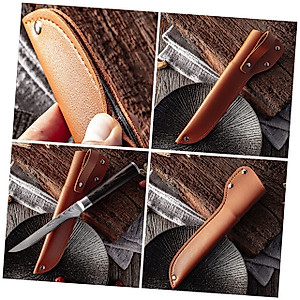 Zerodeko Glamping Accessories 4 Pcs Leather Sashimi Case Butcher Sleeve Chef Guard Blade Shield Shop Knives Long Guards Leather Sheath Cutter Cover for Restaurant Luxury Tool Pruner