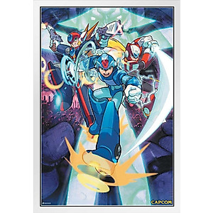 Mega Man X Art Video Game Video Gamer Classic Retro Vintage 90s Gaming MegaMan Capcom Legacy Collection Megaman 11 Mega Man X Dr Wily White Wood Framed Poster 14x20