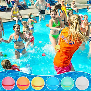 Reusable Water Balloons,Self-Sealing Water Bomb for Kids Adults,Silicone Water Ball Easy Quick Fill Summer Toy,Soft & Safe Fun Splash Water Bomb Party Supplies(6 PCS)