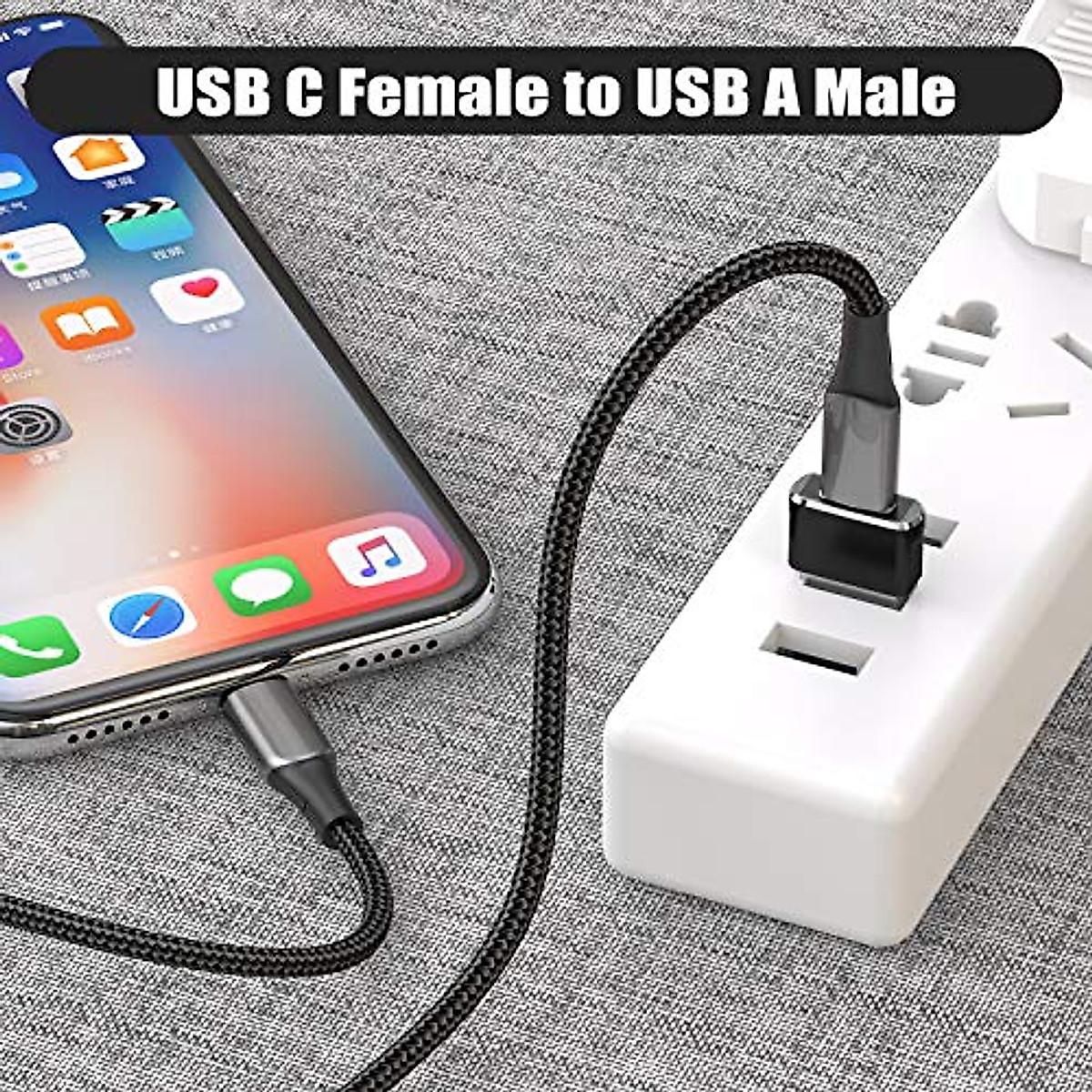 Basesailor USB to USB C Adapter 3 Pack,Type C Female to USB A Male Cable Converter for MacBook Pro,iMac,PC,Laptop,Computer,Samsung Galaxy Note 10 20 S20 S21 S22 S23,Google Pixel 5 4 4A 3 3A 2 XL