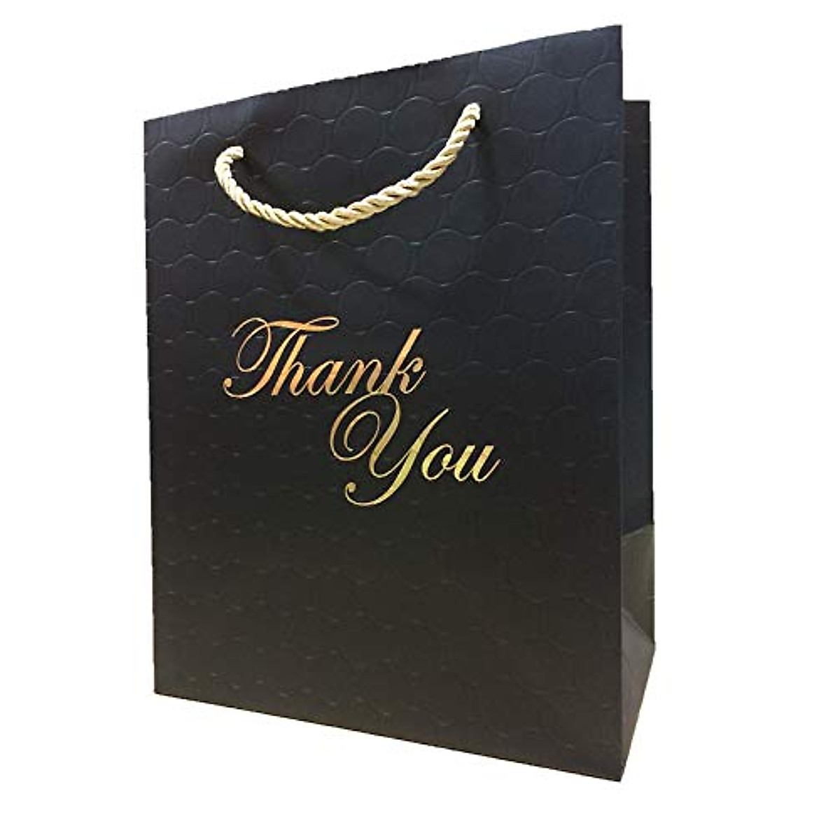 MODEENI 12 Black Thank You Bags with Handles 8x10 Gold Foil Medium Thank U Paper Gift Bags Luxury Event Shopping 8x5x10 Premium Quality Cute Matte Modern Embossed Birthday Merchandise Clothing Business Store Wedding Guests