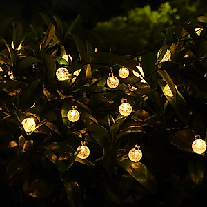 Bexdir Solar String Lights Outdoor, 50 LED Warm White Crystal Globe String Lights 8 Modes, Solar Powered Christmas Lights String for Porch Yard Garden Fence Tree Party Wedding Valentines Day Decor…