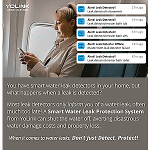 Smart Water Leak Sensor 3 Pack, YoLink 1/4 Mile World's Longest Range Wireless Water Sensor Works with Alexa IFTTT, Water Leak Detector with App Notifications, Remote Monitoring - YoLink Hub Required