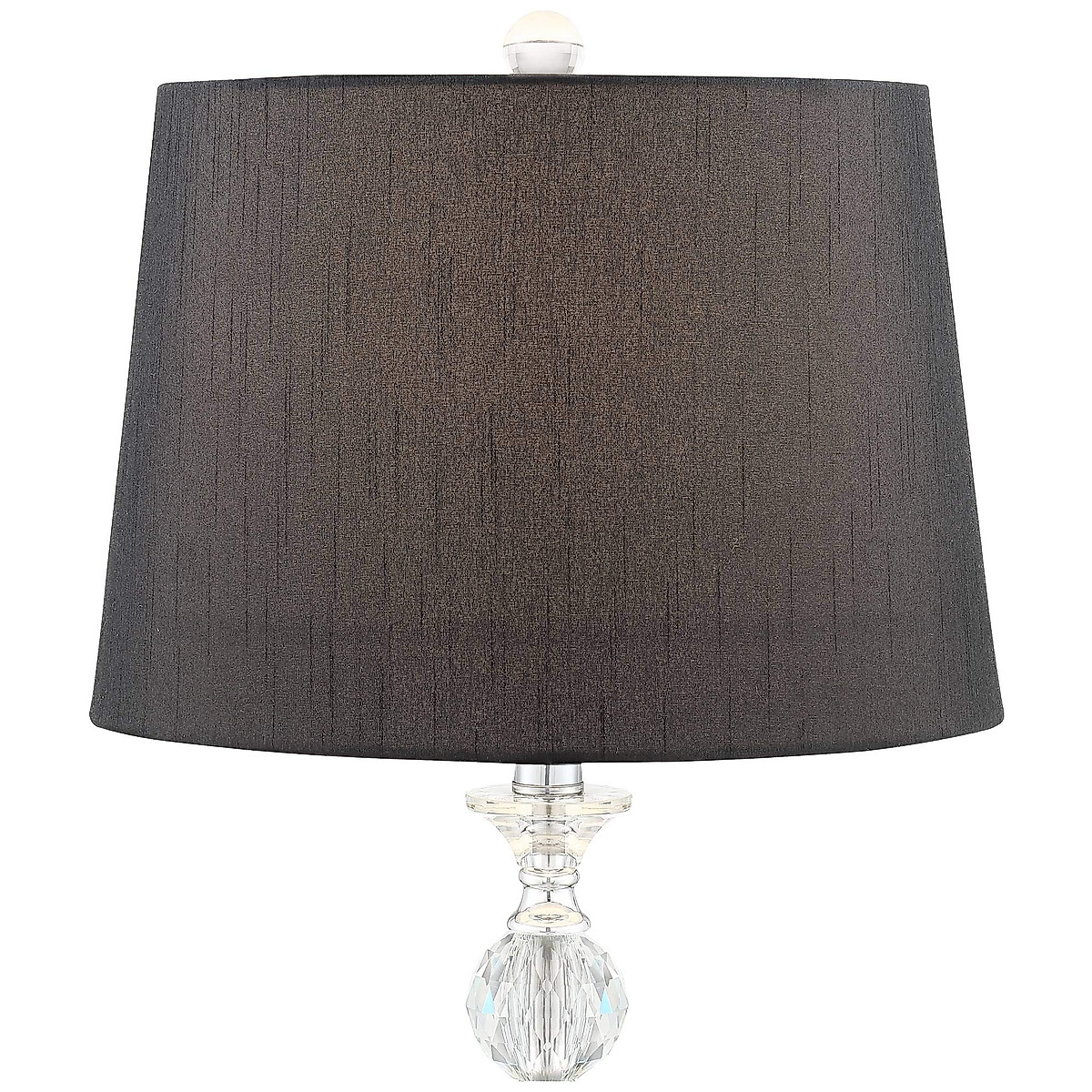 Regency Hill Gustavo Modern Glam Table Lamps 25.5" High Set of 2 with Table Top Dimmers Silver Crystal Black Tapered Drum Shade for Living Room Bedroom House Bedside Nightstand Home Office