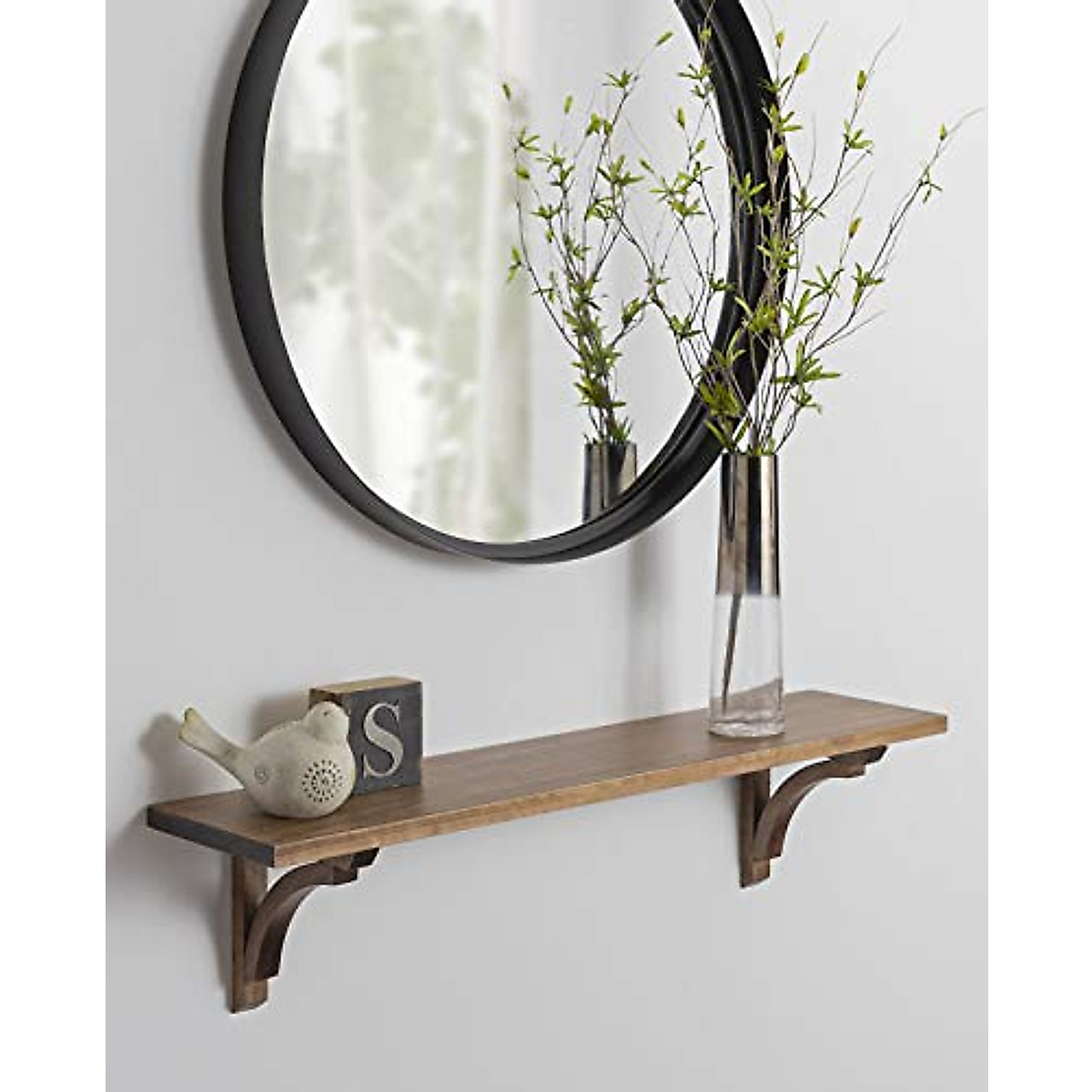 Kate and Laurel Corblynd Wood Wall Shelf, 36", Rustic Brown, Traditional Home Decor and Space-Saving Storage