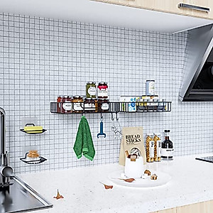 Shower Caddy Organizer Shelf 2 Pack with 2 Soap Holders, Adhesive Wall Mount Shower Basket Shelves with Hooks, No Drilling, Rustproof 304 Stainless Steel Storage Rack for Bathroom Kitchen, Black