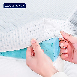 Subrtex 4 Inch Mattress Topper Cover (Only Cover) Mattress Topper Protector Bedding Rayon Made from Bamboo Removable Mattress Encasement with Zippers, Full