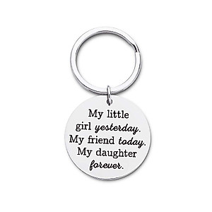Daughter Keychain Gift from Father Mother for Bride Adult Daughter Little Girl Birthday Wedding Valentine Day Graduation Christmas Dad Mom Gifts for Women Teen Teenage Key Ring Jewelry
