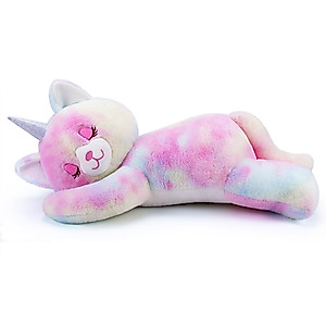 24'' Large Unicorn Cat Plush Stuffed Animal- Unicorn Cat Plush Pillow Plushies, Big Unicorn Cat Plush, Sleeping Unicorn Cat Plushie Toy, Unicorn Toys for Girls Birthday Gifts for Kids Girls Boys
