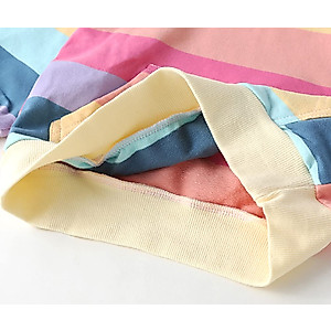 Julerwoo Girls Cotton Stripe Sweatshirt Hoodie Rainbow Embroidery Pocket Pullover Tops (7/8Y, Color Stripe)