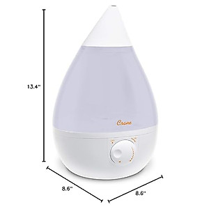 Crane Ultrasonic Cool Mist Humidifier for Bedroom, Baby Nursery, Kids Room, Plants, or Office, Large 1 Gallon Tank, Filter Optional, White