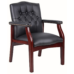 Boss Office Products Ivy League Executive Guest Chair, Vinyl, Black