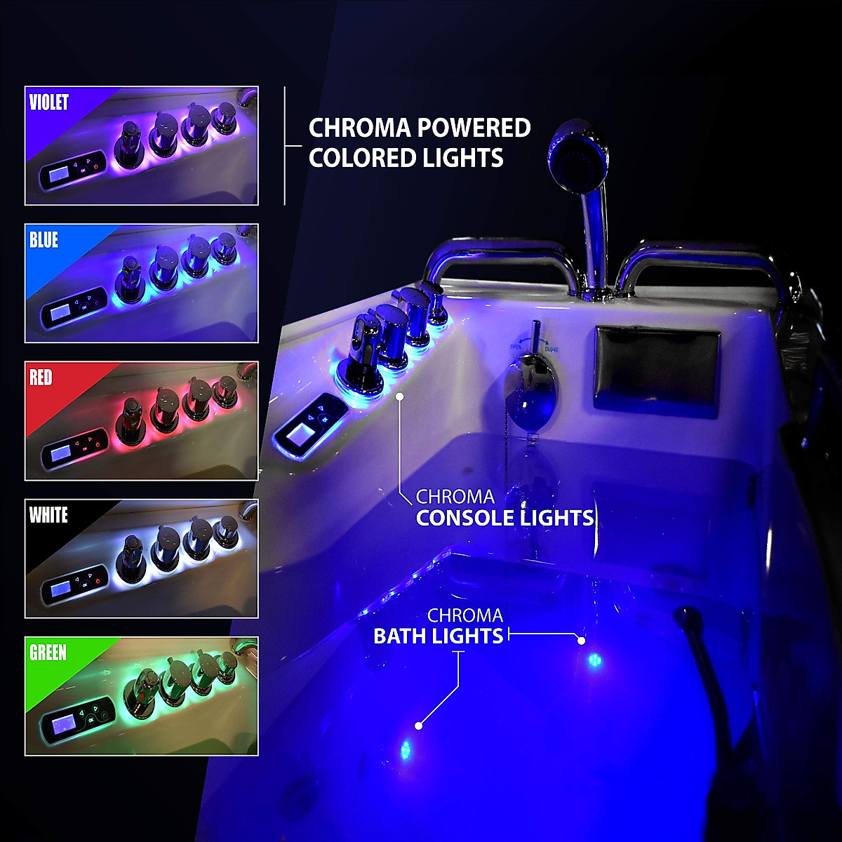 ANZZI Walk-in Bathtub 27'' x 53'' Left Drain Fully Loaded, Air Jets & Whirlpool Massage Jets, Hot Tub, Quick Fill, 6 Setting Handheld Shower Sprayer, Aromatherapy, Bath Pillow, LED Lights 2753FLWL