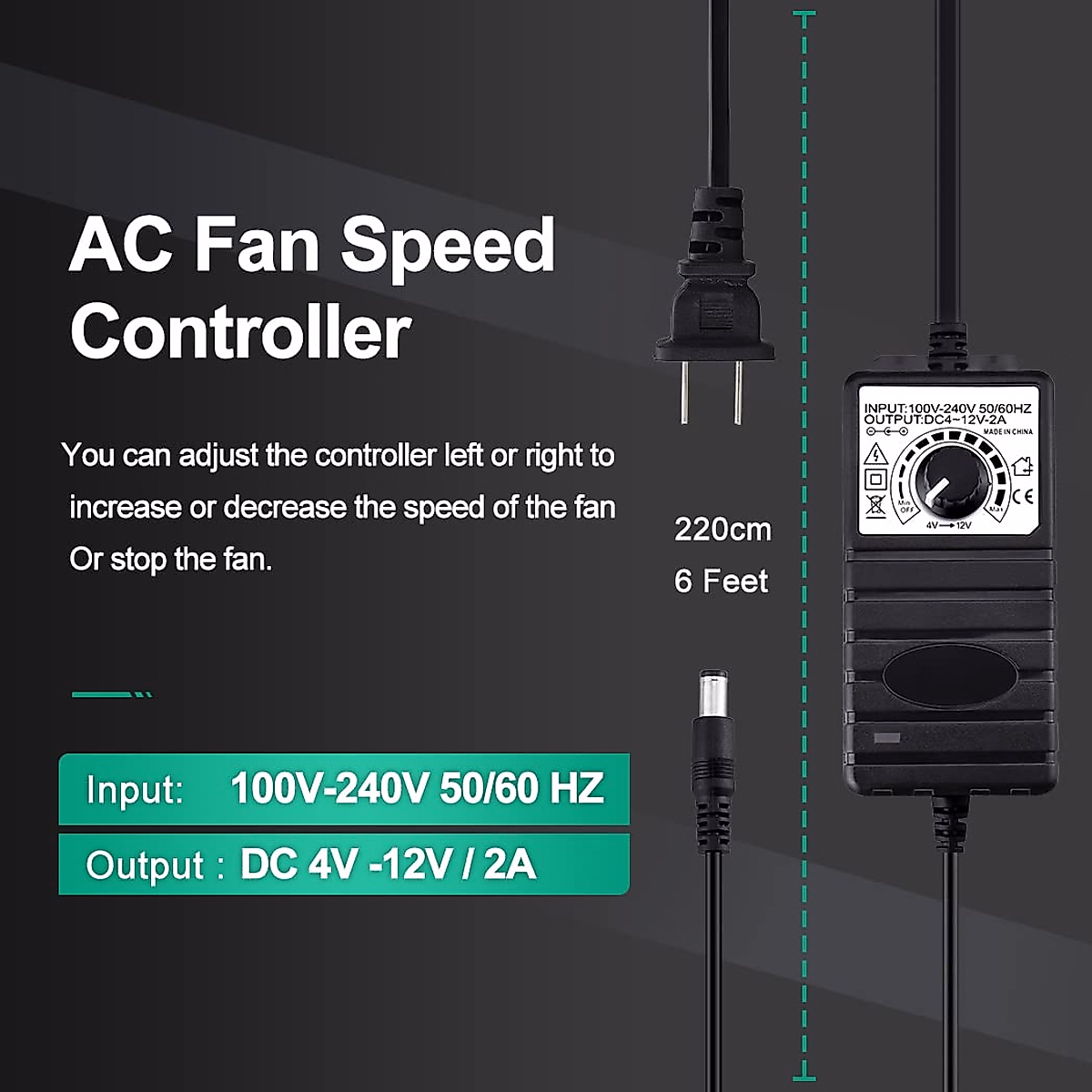 Wathai 120mm Muffin Fan Dual Ball with AC 110v - 240V Speed Control High Performance for Doorways, Wood Stoves, Fireplaces 2 Pack