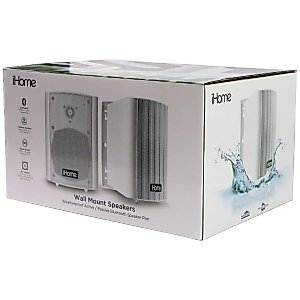 iHome IHSI-W650BT-PR-WHT Bluetooth Indoor/Outdoor All Weather Weatherproof 6.5 Inch Small 300W Watt Wall/Ceiling Mounted Surround Sound Powered Patio Speakers System Pair in Home Party Enclosure…
