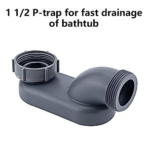 Generic Flexible Low Profile 1 1/2 P Trap Bathroom Sink Low Profile Shower Drain Retractable Flat P-Trap Drain Flexible Tub Shower Drain, for Acrylic Bathtubs, Gray