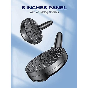 Filtered Shower Head, 5" Large, Extra Long 70" SS Hose,10-mode Detachable Shower Head Filter for Hard Water, High Pressure Handheld Shower Head for Bathroom, Anti-clog&Power Wash to Clean Tile & Pets