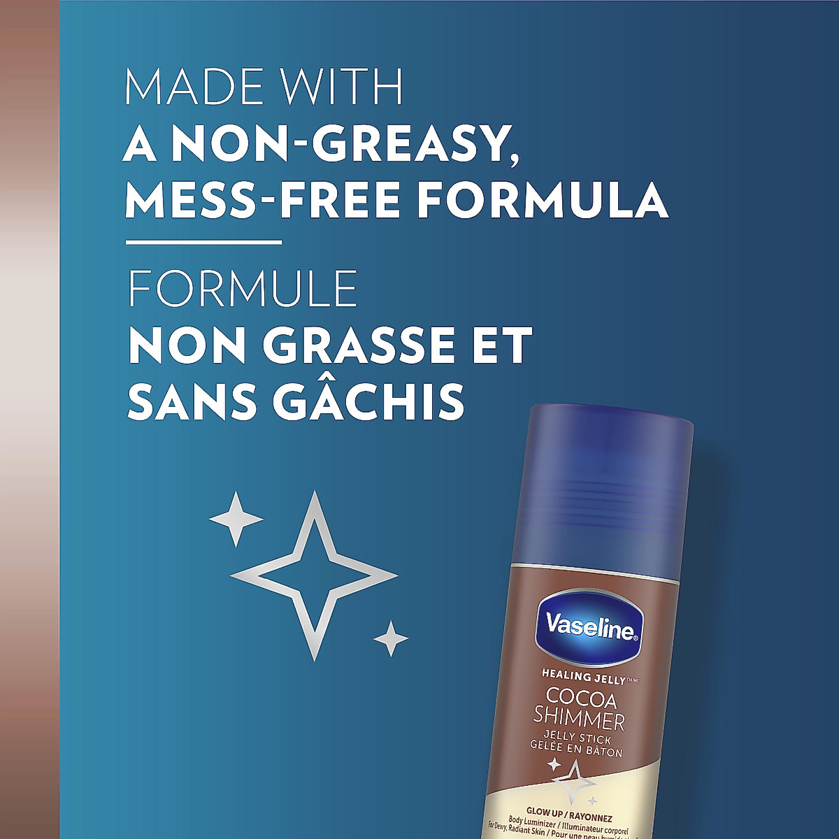 Unilever Vaseline Cocoa Shimmer Jelly Stick GLOW UP Body Luminizer For Dewy Radiant Skin 1.4 oz - 3 Count