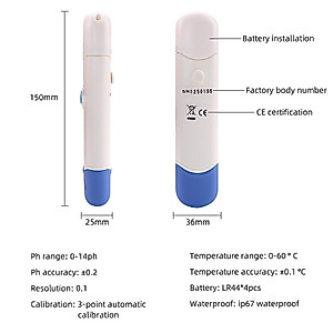 DADAKEWIN PH Meter Pen Type Acidity Meter Waterproof Temperature Tester Aquarist Electronic Water Quality Analyzer (Size : 0.00~14.00 AZ8681)