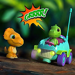 MindSprout Dino Chasers Set of 2 Remote Control Car for Toddler, Kids Toys Age 2 3 4 5, Boys & Girls Birthday Gift, Dinosaur Toy 2-4, LED Lights & Music