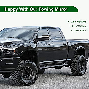 CTCAUTO Towing Mirrors Compatible with 2011-2016 for Dodge for Ram 1500/2500/3500 Tow Mirrors with Driver and Passenger Side Power Heated With Turn Signal Light Puddle Light Manual Flip Up