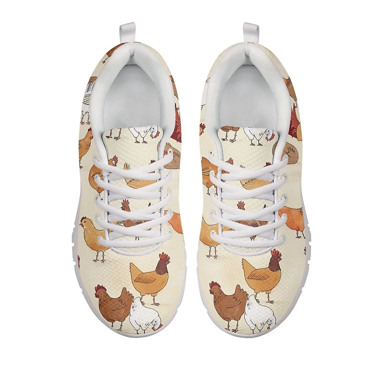 Belidome Chicken Rooster Hen Walking Shoes Running Sneakers for Women, Lightweight Breathable