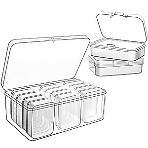 12 Pack Plastic Clear Beads Storage Box Organizer Small Storage Containers Mini Organizer Storage Box with Hinged Lid for Small Items Crafts Jewelry