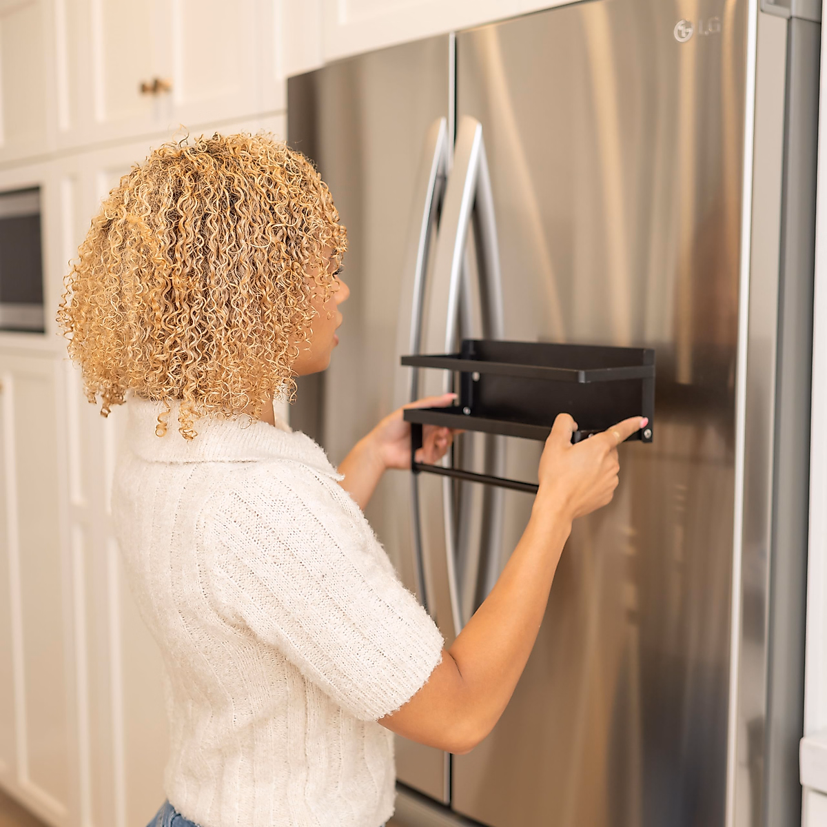 Magnetic Spice Racks for Refrigerator- Spice Rack Organizer with Iron Paper Towel Holder