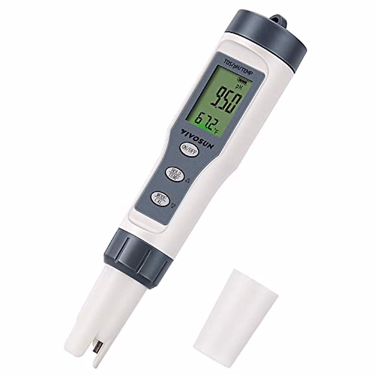 VIVOSUN 3-in-1 Digital pH Meter with ATC, ±0.1 pH Accuracy Water Quality Tester, 0-14.0 pH Measurement Range for Hydroponics, Household Drinking, Pool and Aquarium