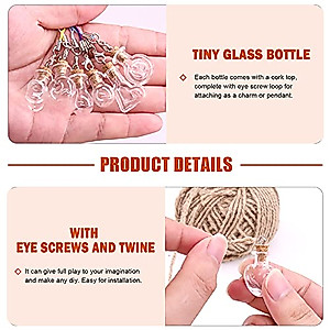 Tanstic 119Pcs 6 Shapes Glass Jars Bottles with Cork Stoppers Set, 48Pcs Wish Bottles Glass Favor Jars with 50Pcs Eye Screws, Lobster Claw Clasps and 30 Yards Twine for Wedding Party DIY Decoration