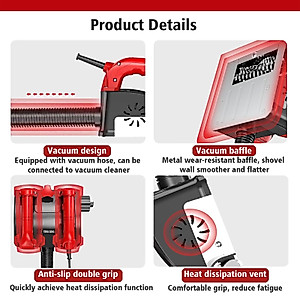 Dfdieratve 1680W Electric Wall Paint Scraper Machine Handheld Wall Concrete Shovel with Steel Blades, Wall Planer 1-4MM Depth Adjustable for Paint Putty Removal, Wall Repair Tools