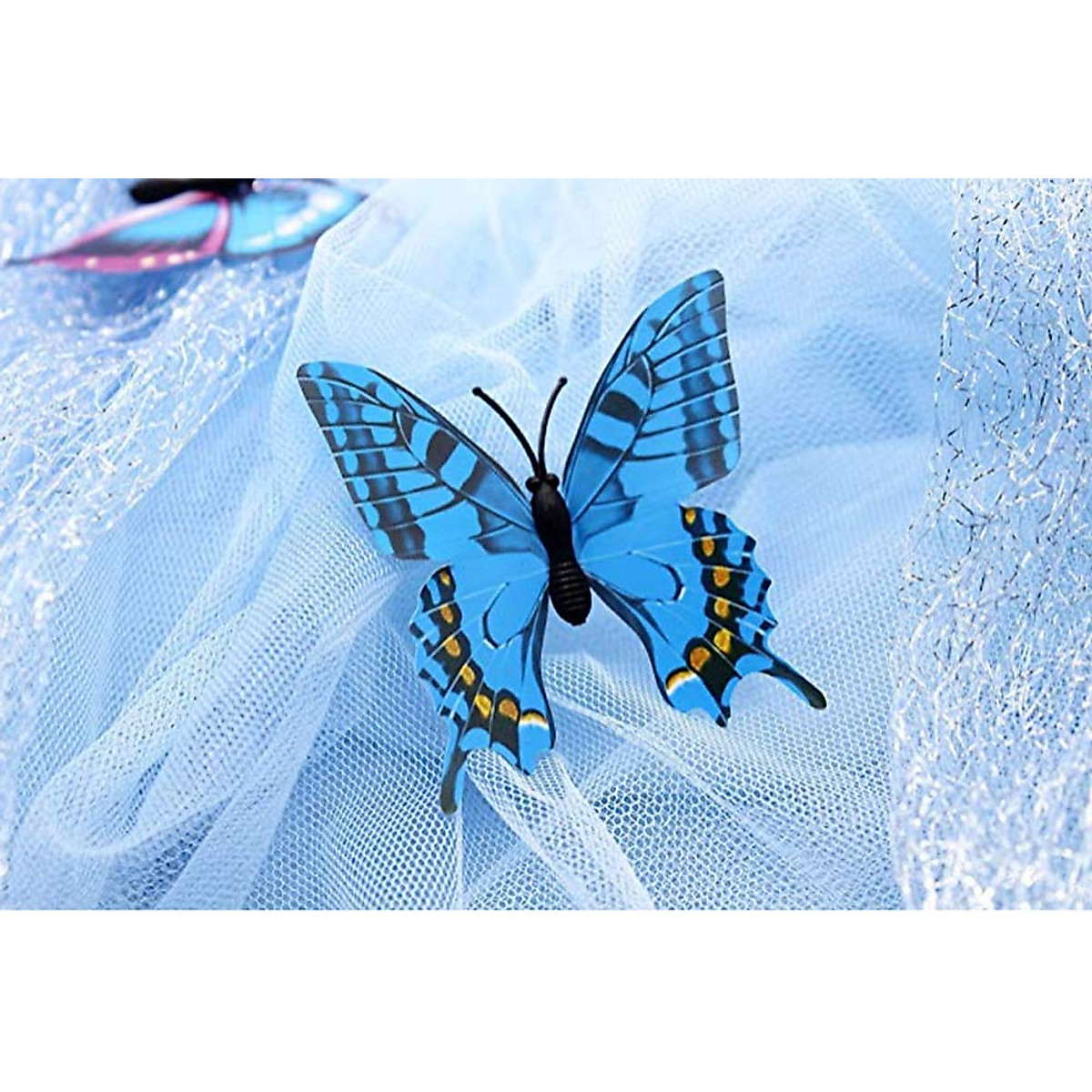 90 PCS 3D Butterfly Wall Stickers,Butterfly Decor PVC Crystal Butterfly,Art Decal Satin Paper Butterflies Home DIY Decor Removable Sticker,Bedroom Showcase Nursery Butterfly Wall Decor(Black-White)