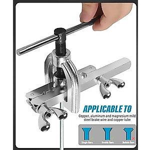 YAKEFLY 25 ft 3/16 Copper Coated Brake Line Kit with 16 Fittings and 4 Unions Brake Line Fittings,Brake Line Double & Single Flaring Tool Kit,Fits for Most Hydraulic Braking Systems (Silver)