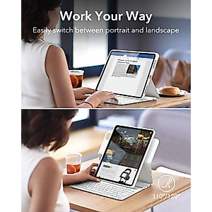ESR iPad Keyboard Case for iPad Pro 12.9 inch (3rd, 4th, 5th, 6th Generation),Magnetic Detachable 12.9 inch ipad Pro Case with Keyboard, Adjustable Portrait/Landscape Mode, Light and Portable, White