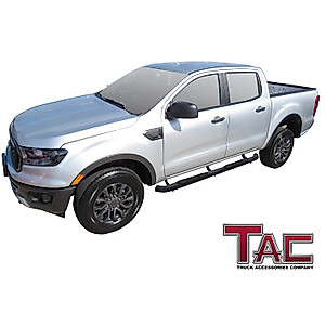 TAC 3” Side Steps Compatible with 2019-2024 Ford Ranger SuperCrew Truck Pickup Texture Black Running Boards Nerf Bars Side Bars Off Road Accessories 2pcs