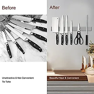 DGSL Magnetic Knife Holder for Wall, Knife Magnetic Strip Stainless Stee, Strong Magnetic Suction 2 Installation Methods, Suitable for Household Kitchen Cutter Metal Tools Management (12 Inch)