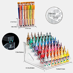 LONTOHCE Paint Organizer,7 Tiers Clear Paint Storage Large Paint Holder,for Miniature Paints,2oz Bottles and Paint Brush Holder